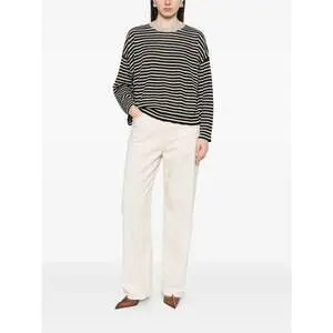 Brunello Cucinelli Striped Long Sleeve Crewneck Top