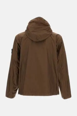 Stone Island Hooded Zip-up Jacket With Removable Logo - Multicolor