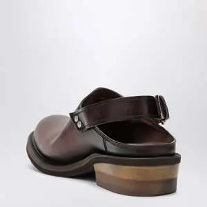 Miu Miu Leather Clogs With Buckle Detail - Brown