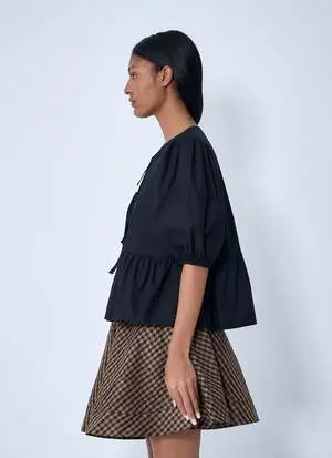 GANNI Peplum Blouse With Bow Detail