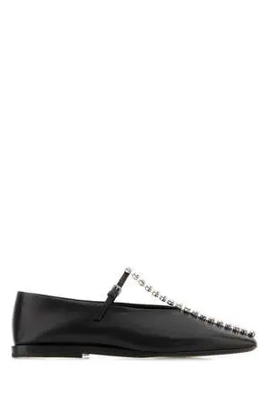 JIL SANDER Embellished Leather Ballerinas - Black