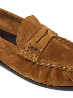 Saint Laurent Suede Loafers With Cassandre Decoration
