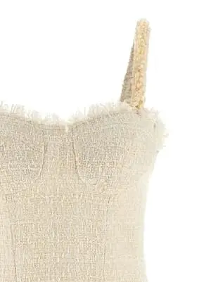 Balmain Conchiglie Tweed Mini Dress - White