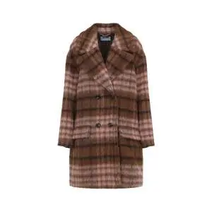 Moschino Double-breasted Checked Coat - Brown