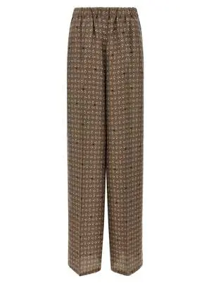 Max Mara Mxmvischio Silk Paisley Print Wide Leg Pants - Brown