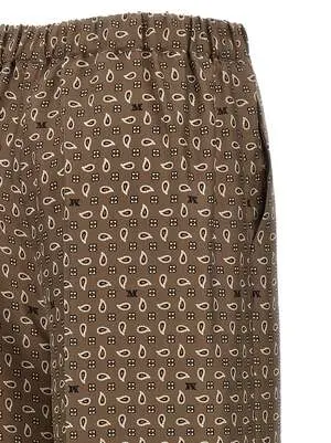 Max Mara Mxmvischio Silk Paisley Print Wide Leg Pants - Brown