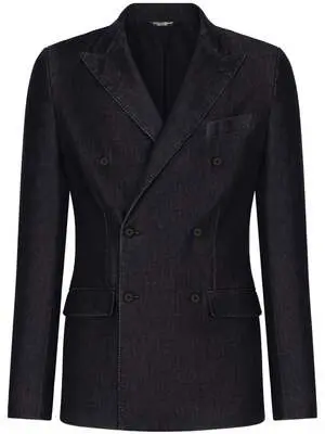 Dolce & Gabbana Double Breasted Denim Blazer - Multicolor