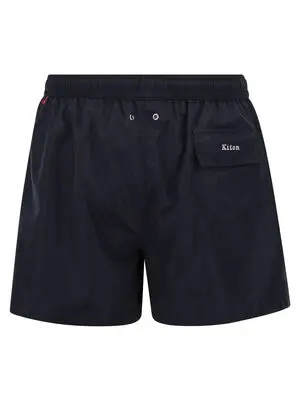 Kiton Short Swim Boxers With Embroidered Logo - Blue