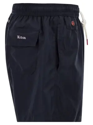 Kiton Short Swim Boxers With Embroidered Logo - Blue