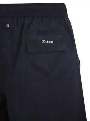 Kiton Short Swim Boxers With Embroidered Logo - Blue