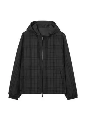 Burberry Checked Blouson Jacket With Detachable Hood - Multicolor