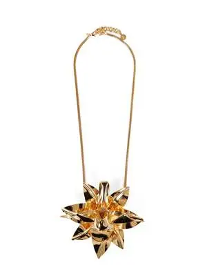 Rabanne Gold Metal Flower Pendant Necklace - Multicolor