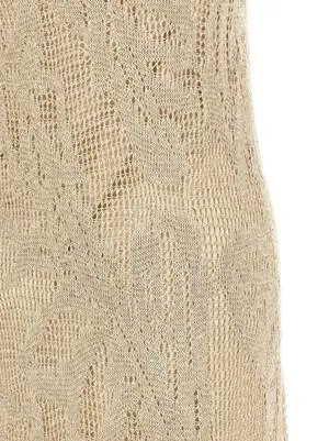 Brunello Cucinelli Crochet Dress With Micro Sequins - Cream