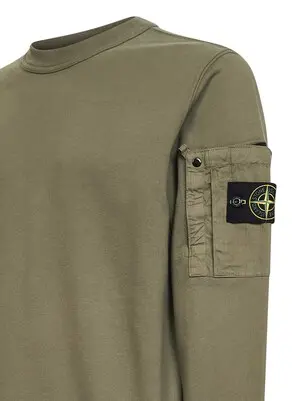 Stone Island Cotton Sweatshirt With Ripstop Pocket - Multicolor