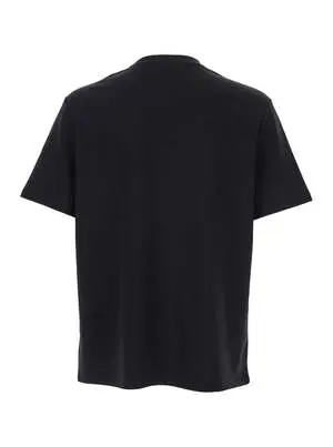 Balmain Crewneck T-shirt With Logo Print On The Front In Cotton - Black
