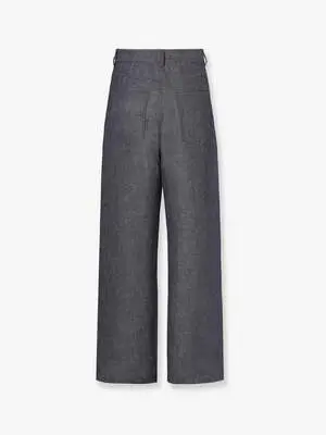 Fendi Relaxed Fit Jeans In Linen, Cotton, And Silk