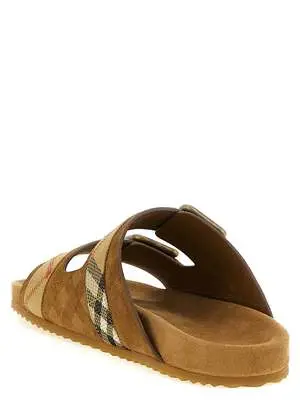 Burberry Suede Urchin Sandals With Embossed Check