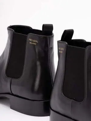 Prada Black Goat Skin Ankle Boots