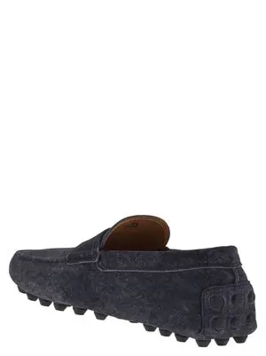 TOD'S Suede Leather Gommino Bubble Sole Loafers - Blue