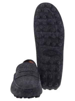 TOD'S Suede Leather Gommino Bubble Sole Loafers - Blue