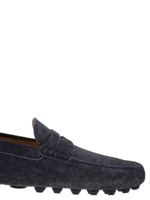 TOD'S Suede Leather Gommino Bubble Sole Loafers - Blue