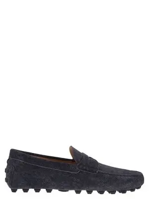 TOD'S Suede Leather Gommino Bubble Sole Loafers - Blue