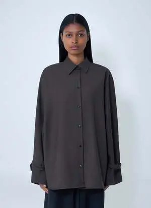 TOTEME Tie-cuff Wool Shirt - Brown