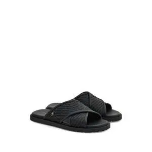 FERRAGAMO Woven Leather Crossover Strap Sandals