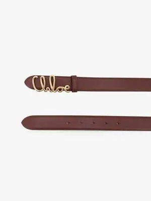 Chloé Iconic Leather Belt With Engraved Logo Buckle - Multicolor