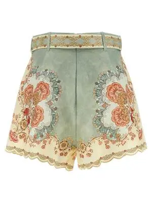 Zimmermann Daylight Floral Print Linen Shorts
