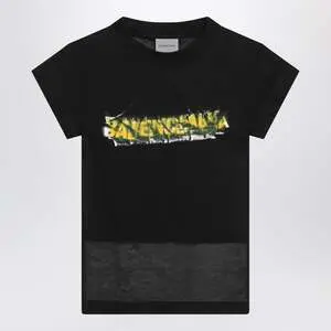 Balenciaga Cotton T-shirt With Distressed Spray Detail - Black