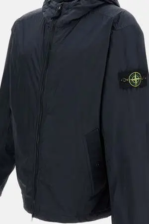 Stone Island Hooded Zip-up Jacket With Removable Logo Label - Multicolor