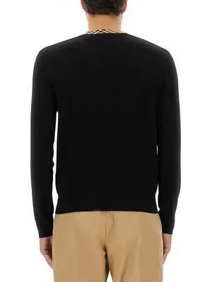 Burberry Wool Jersey Crew Neck Sweater - Black