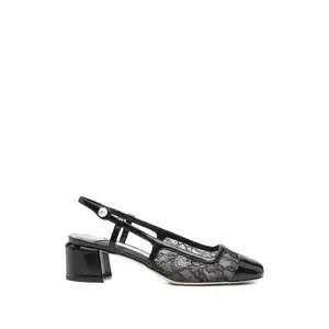 JIMMY CHOO Lace Detail Slingback Block Heel