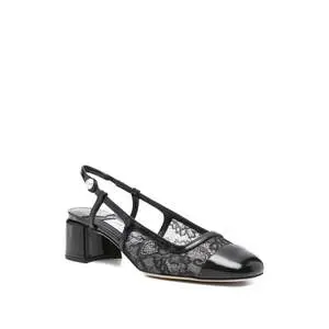 JIMMY CHOO Lace Detail Slingback Block Heel
