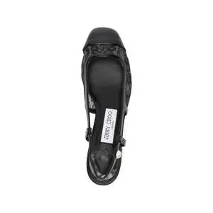 JIMMY CHOO Lace Detail Slingback Block Heel