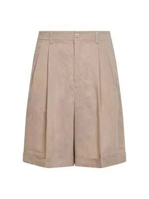 Jacquemus Beige Pleated Linen Blend Bermuda Shorts - Multicolor