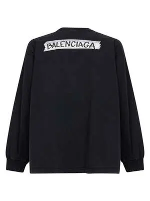 Balenciaga Black Masking Tape Long Sleeve Large Fit T-shirt - Multicolor
