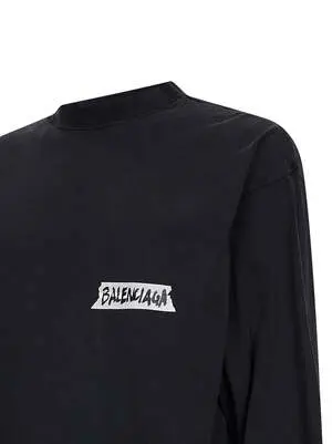 Balenciaga Black Masking Tape Long Sleeve Large Fit T-shirt - Multicolor