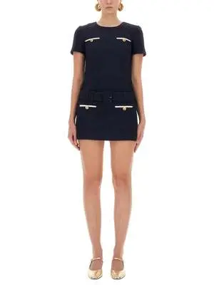 SELF-PORTRAIT Mini Boucle Dress - Blue