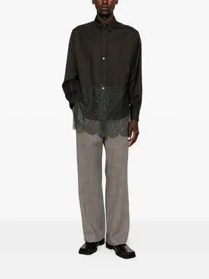 Fendi Wool Shirt With Stripes And Lace - Multicolor