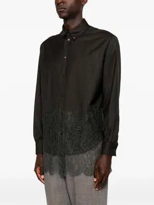 Fendi Wool Shirt With Stripes And Lace - Multicolor