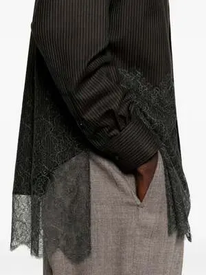 Fendi Wool Shirt With Stripes And Lace - Multicolor