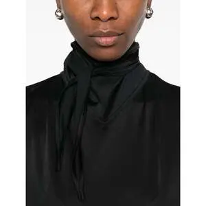 LEMAIRE High Neck Front Tie Short Sleeve Top