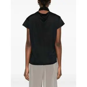 LEMAIRE High Neck Front Tie Short Sleeve Top