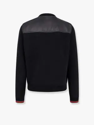 Gucci Leather And Wool Zip-up Jacket With Web Detail
