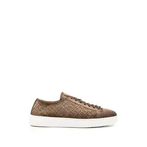 Santoni Low-top Woven Suede Trainers