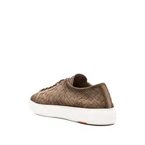 Santoni Low-top Woven Suede Trainers