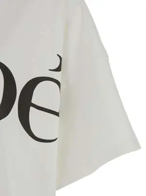 Chloé Cotton Cropped T-shirt With Logo Lettering - Multicolor