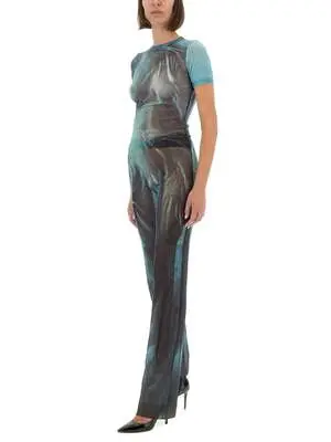 JEAN PAUL GAULTIER Water Mesh Flare Pants - Multicolor